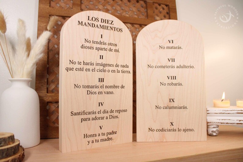 Spanish Ten Commandments Wooden Tablets Set | Juego De Tablas De Madera ...