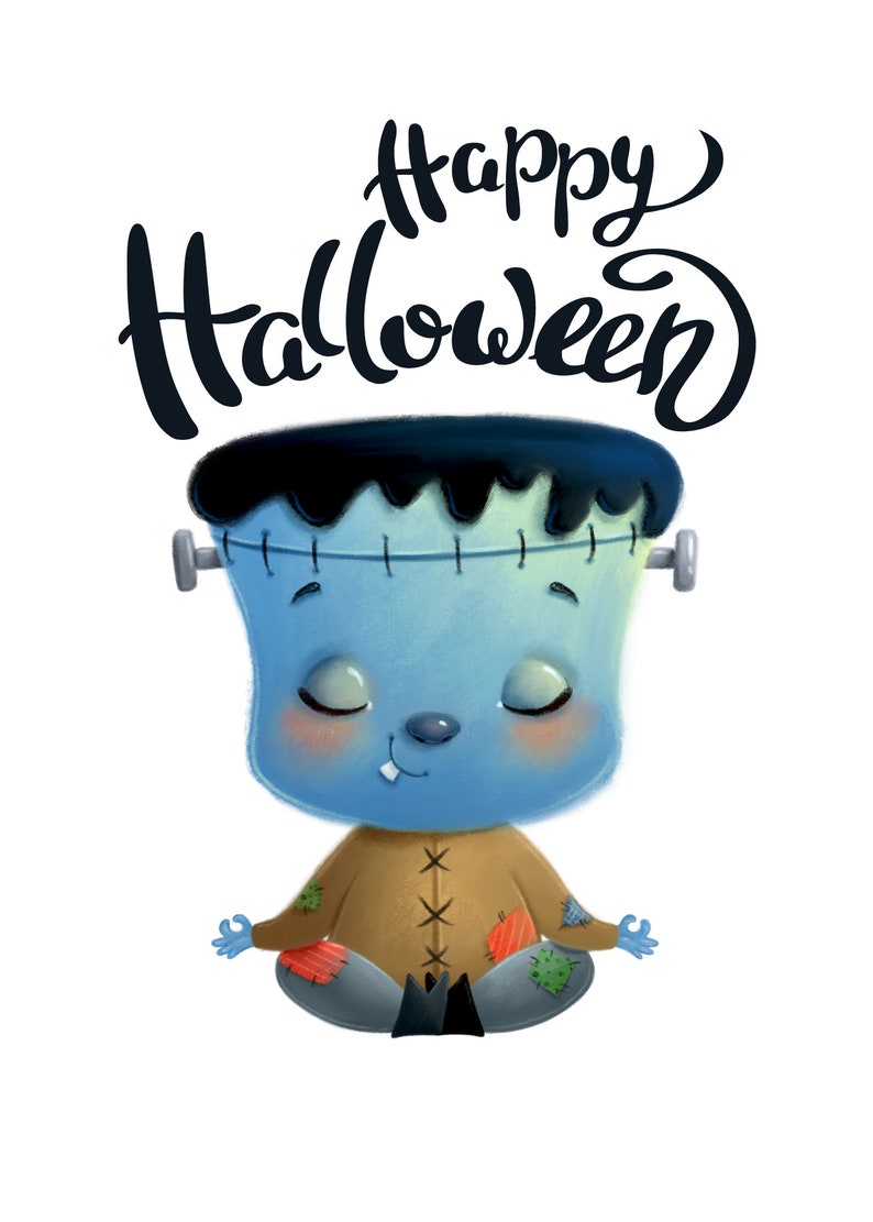 Halloween Frankenstein Digital Printable Card - Etsy