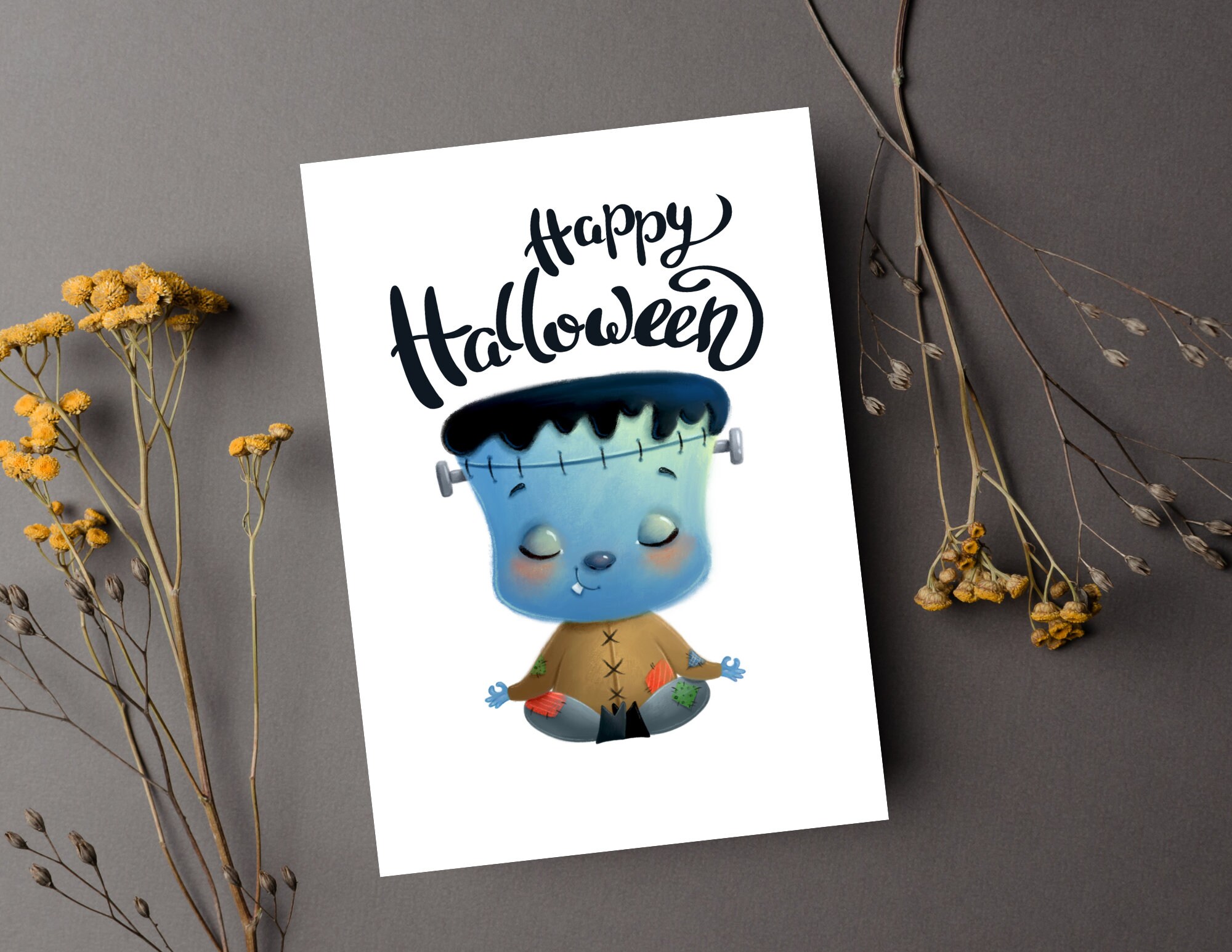 Halloween Frankenstein Digital Printable Card - Etsy