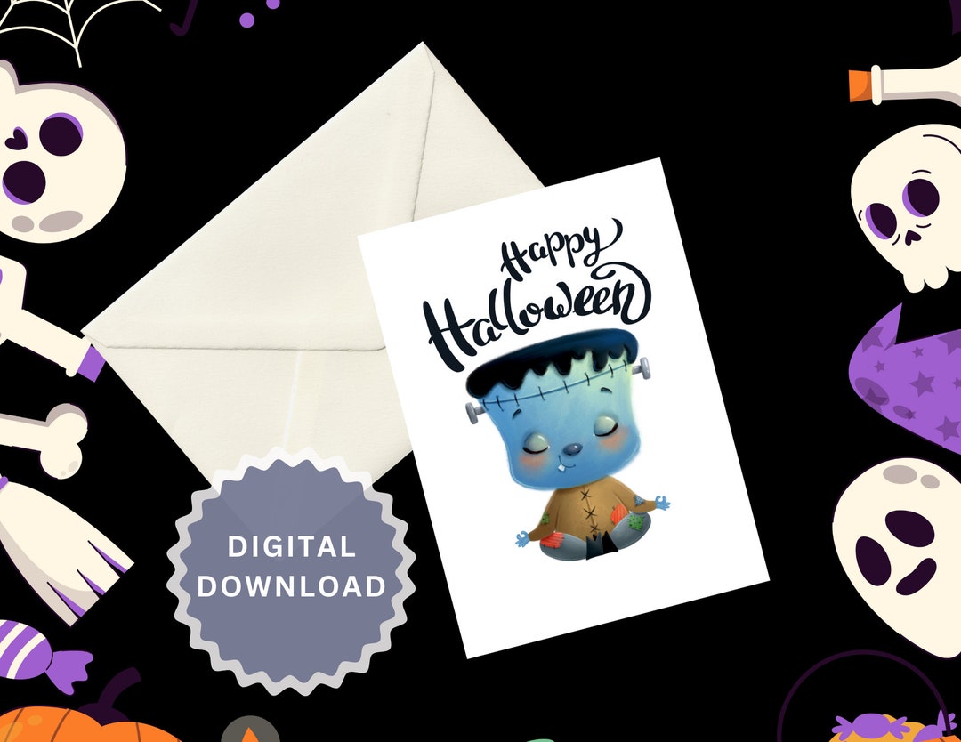 Halloween Frankenstein Digital Printable Card - Etsy