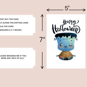 Halloween Frankenstein Digital Printable Card - Etsy