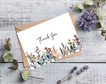 Wildflower Thank You Card Instant Download. - Etsy