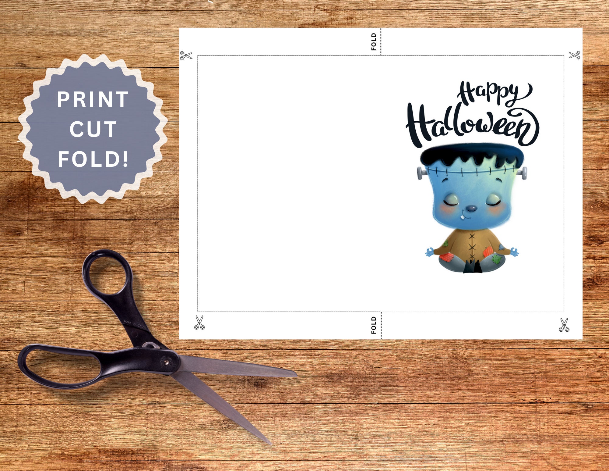 Halloween Frankenstein Digital Printable Card - Etsy