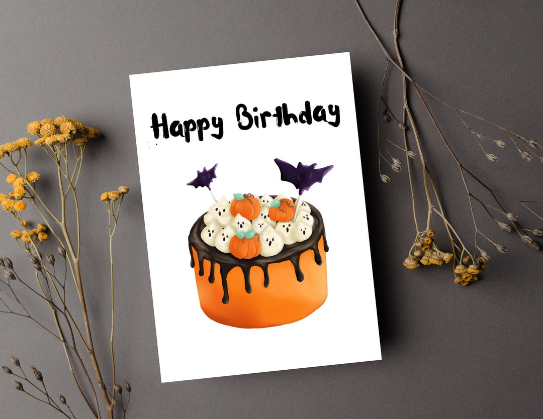 Halloween Birthday Card, Birthday Card Printable, Happy Birthday Card ...