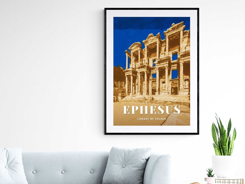 Ephesus Turkey Poster, Turkey Wall Art, Library of Celsus, Turkey ...