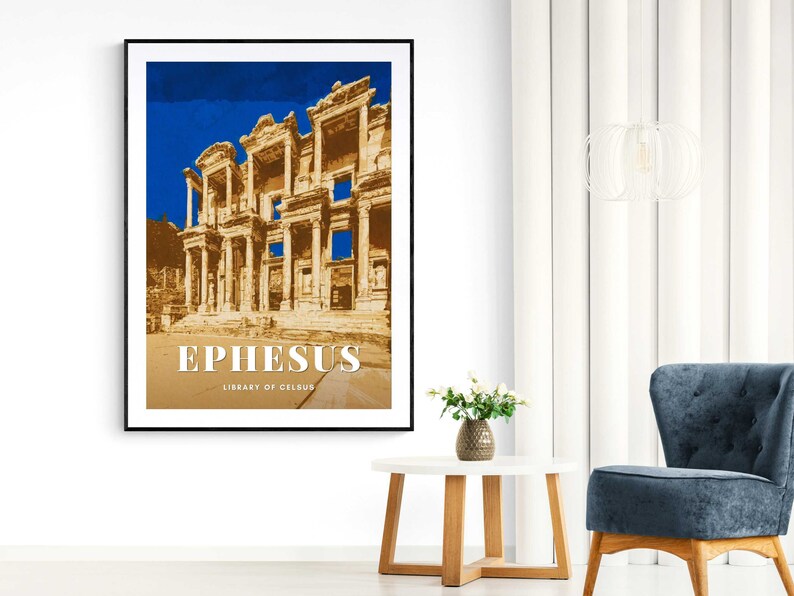 Ephesus Turkey Poster, Turkey Wall Art, Library of Celsus, Turkey ...