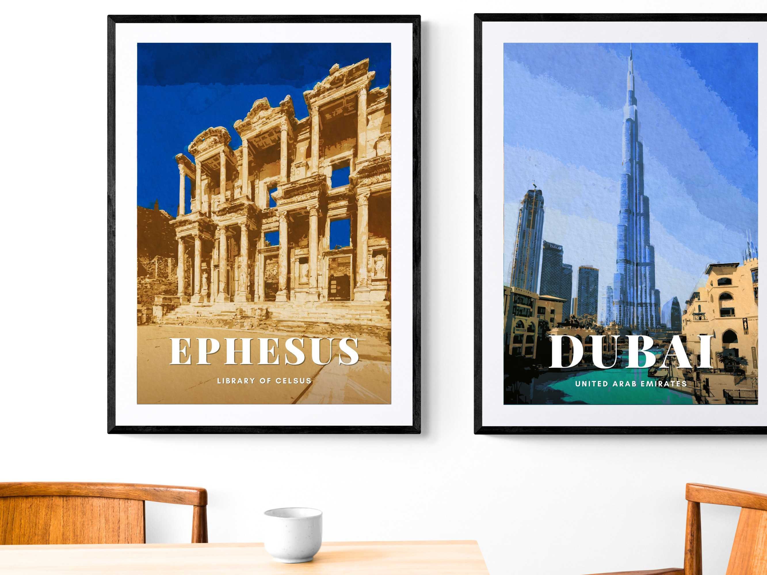 Ephesus Turkey Poster, Turkey Wall Art, Library of Celsus, Turkey ...
