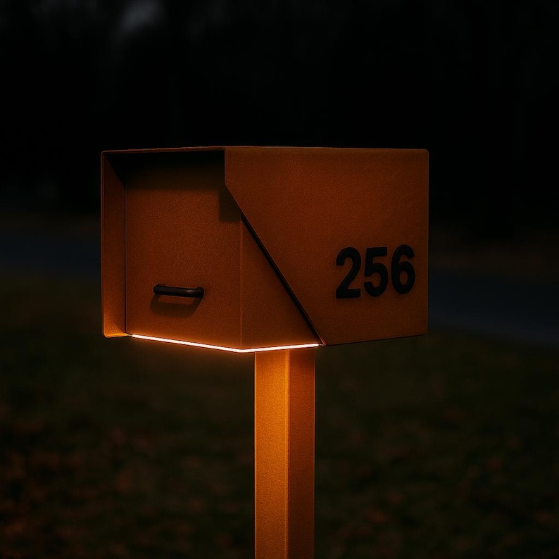 Modern Mailbox With LED Light & Custom Address Numbers – Minimalist ...