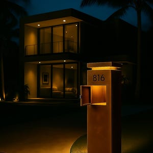 Modern Mailbox With LED Light & Custom Address Numbers – Handcrafted ...