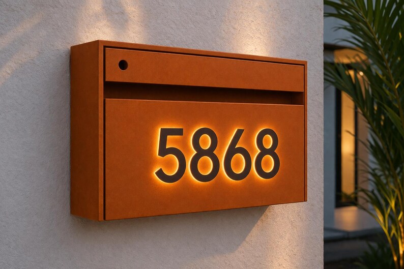 Modern Wall Mounted Mailbox With Backlit Address Numbers – Modern ...