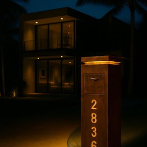 Modern Mailbox With LED Light & Custom Address Numbers – Handcrafted ...
