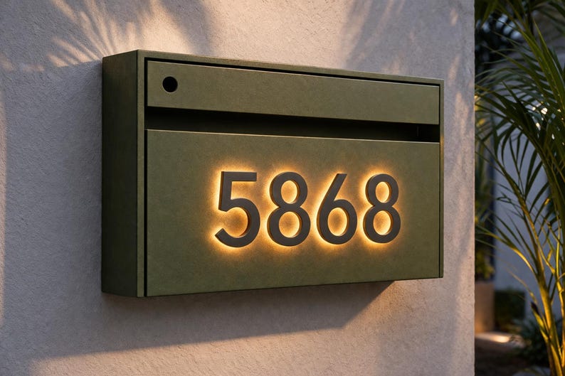 Modern Wall Mounted Mailbox With Backlit Address Numbers – Modern ...
