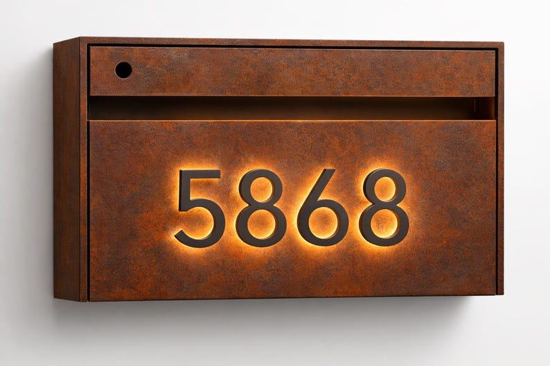 Modern Wall Mounted Mailbox With Backlit Address Numbers – Modern ...