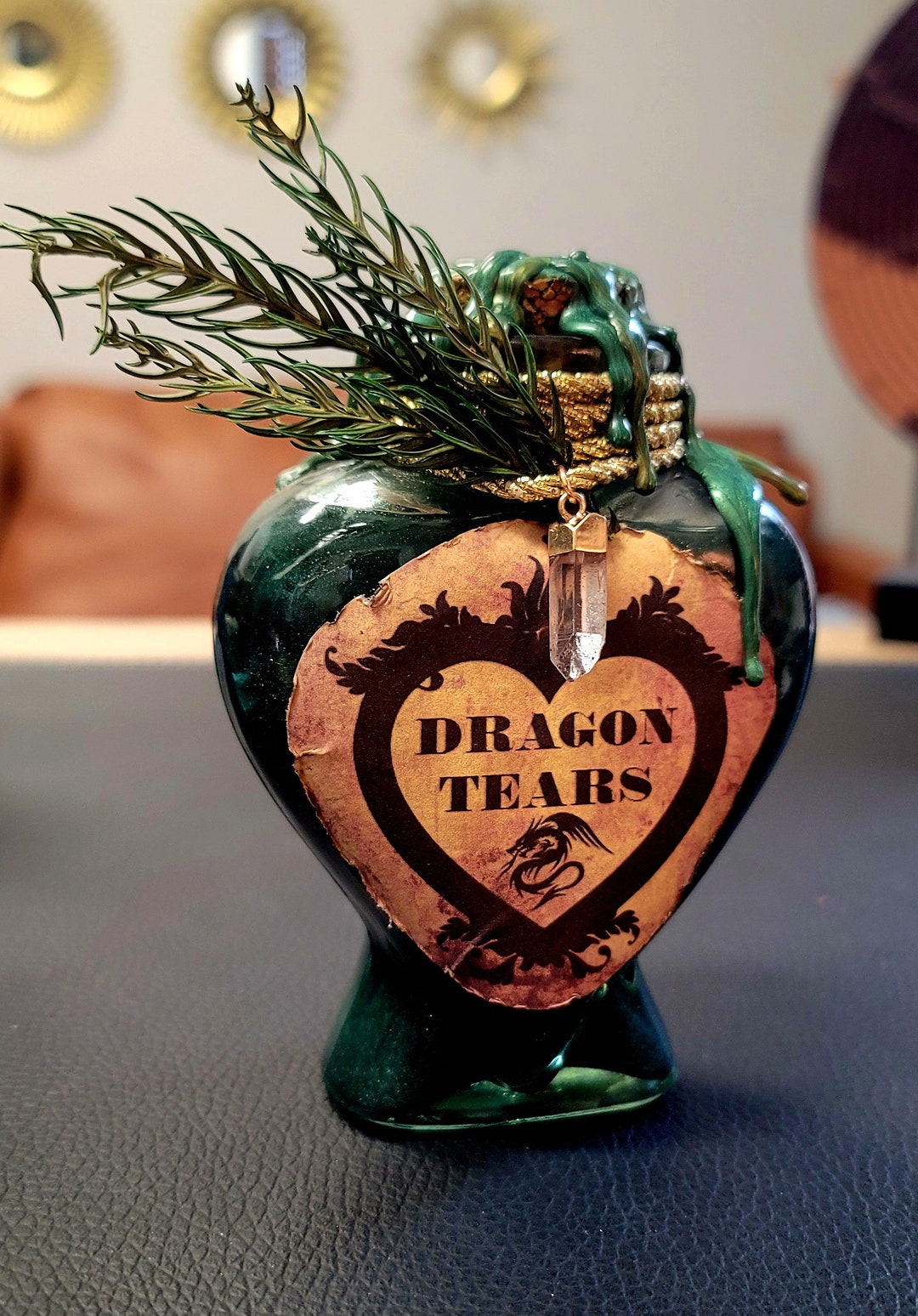 Dragon's Tears Potion Bottle - Spells, Home Decor, Green, Witchy ...