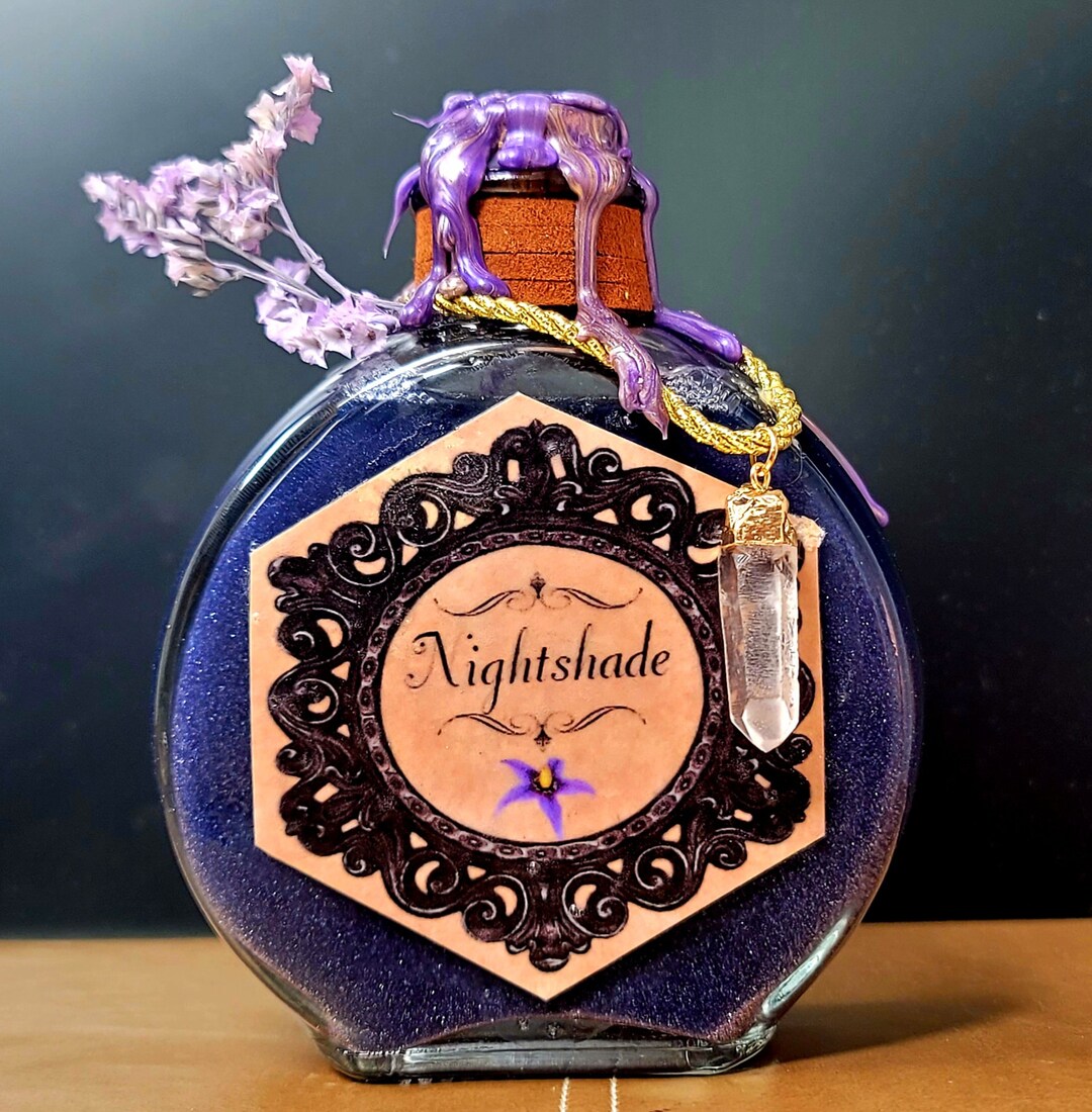 Nightshade Potion Bottle: Handcrafted Glass, Crystal Witchy Decor - Etsy