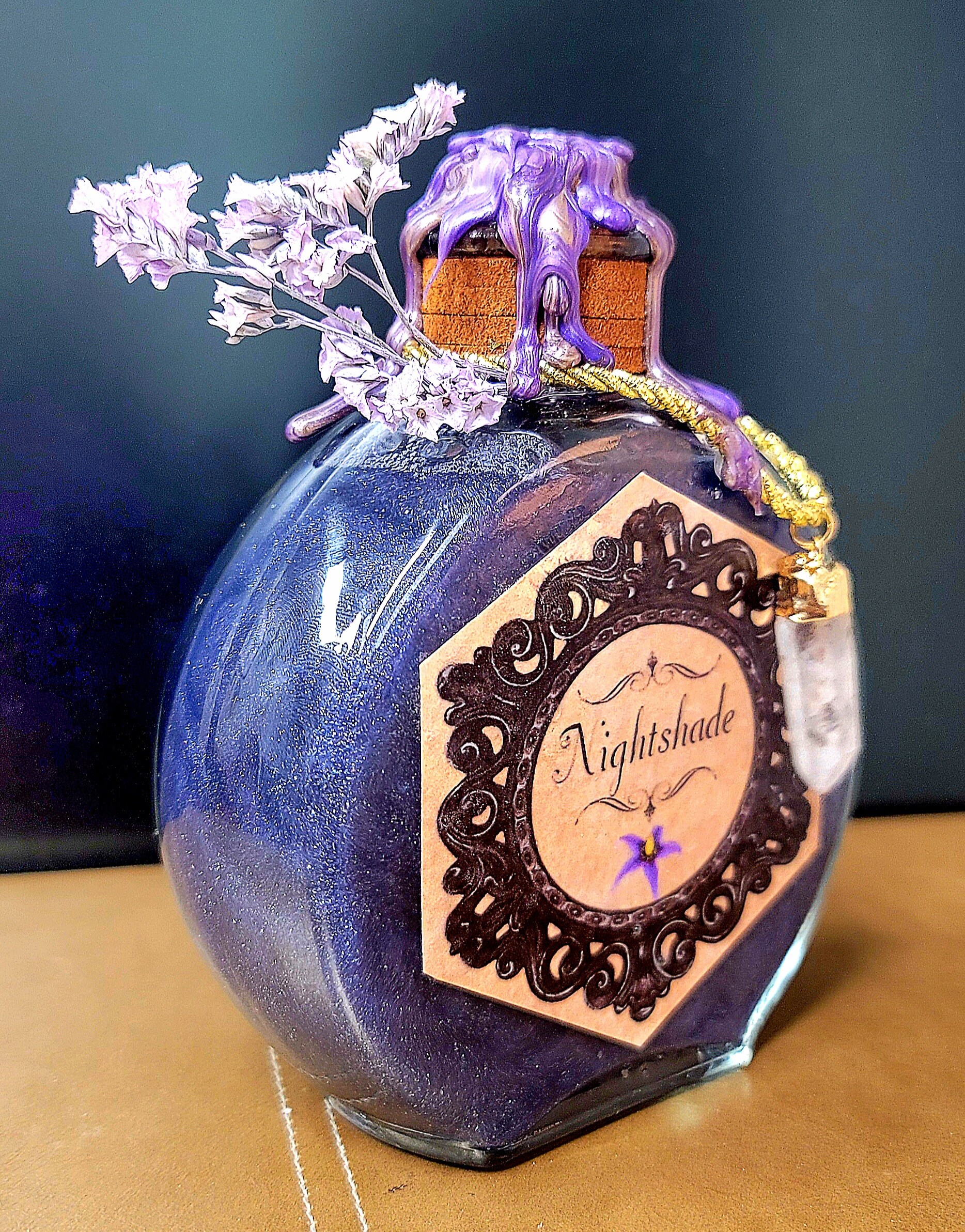 Nightshade Potion Bottle Elegant, Home Decor, Floral, Crystals ...