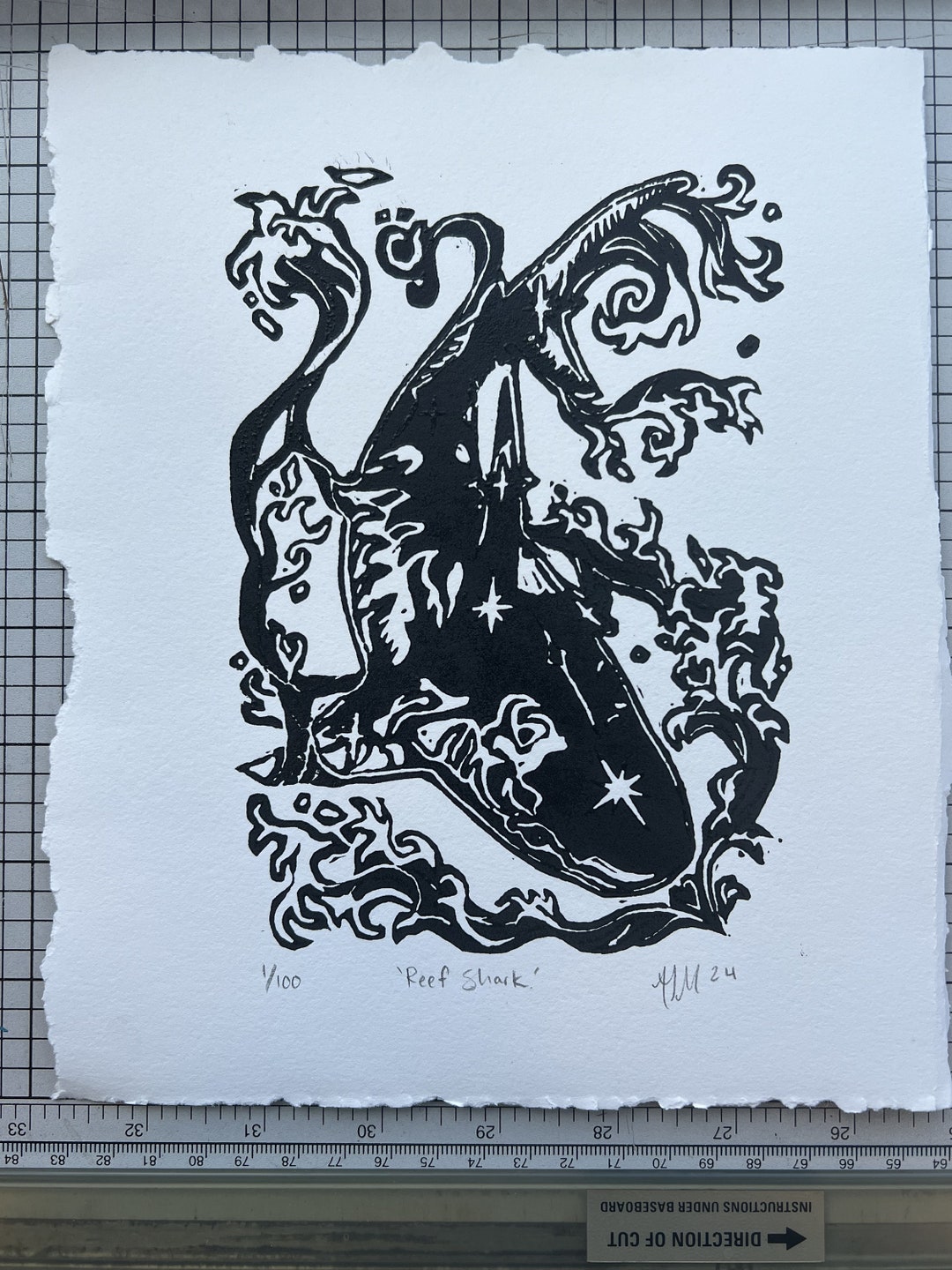 Reef Shark Original Linocut Print - Etsy