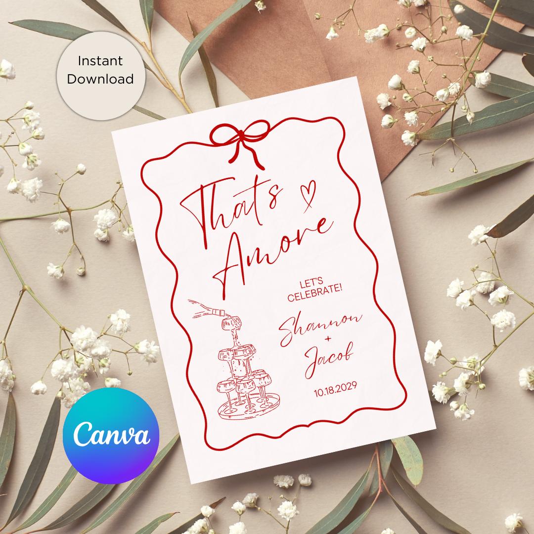 That's Amore Engagement Party Invitation, Bachelorette, Wedding Party ...