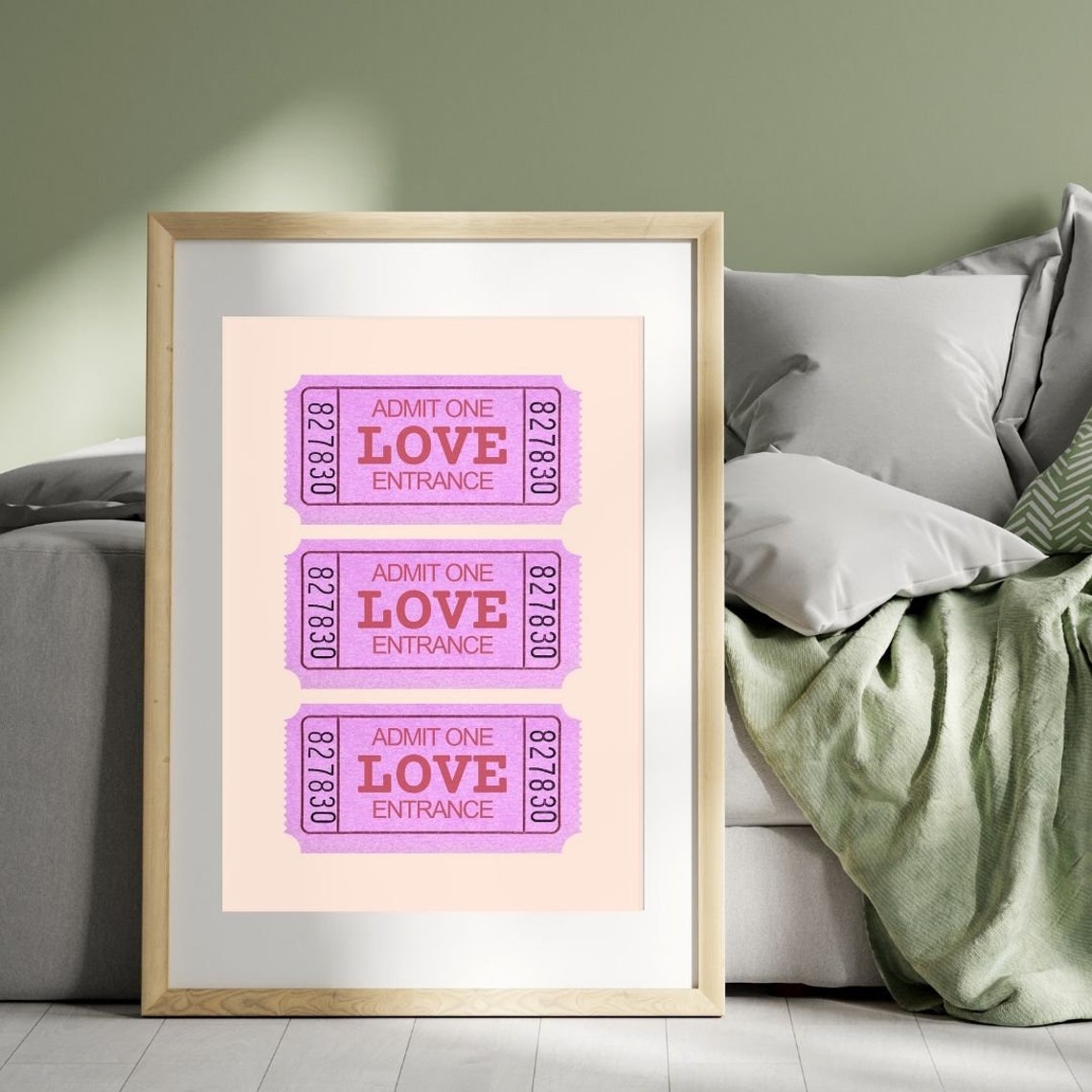 Love Ticket Poster | Digital Print | Trendy Minimal Home Decor ...
