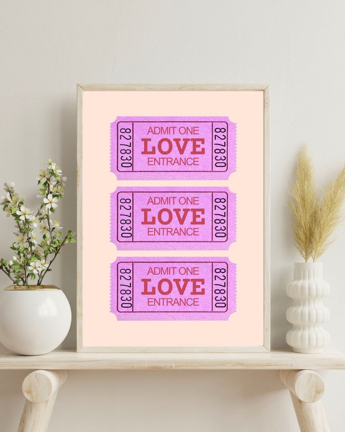 Love Ticket Poster | Digital Print | Trendy Minimal Home Decor ...