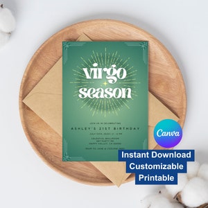 Virgo Birthday Party Invitation EDITABLE, Instant Download Printable ...