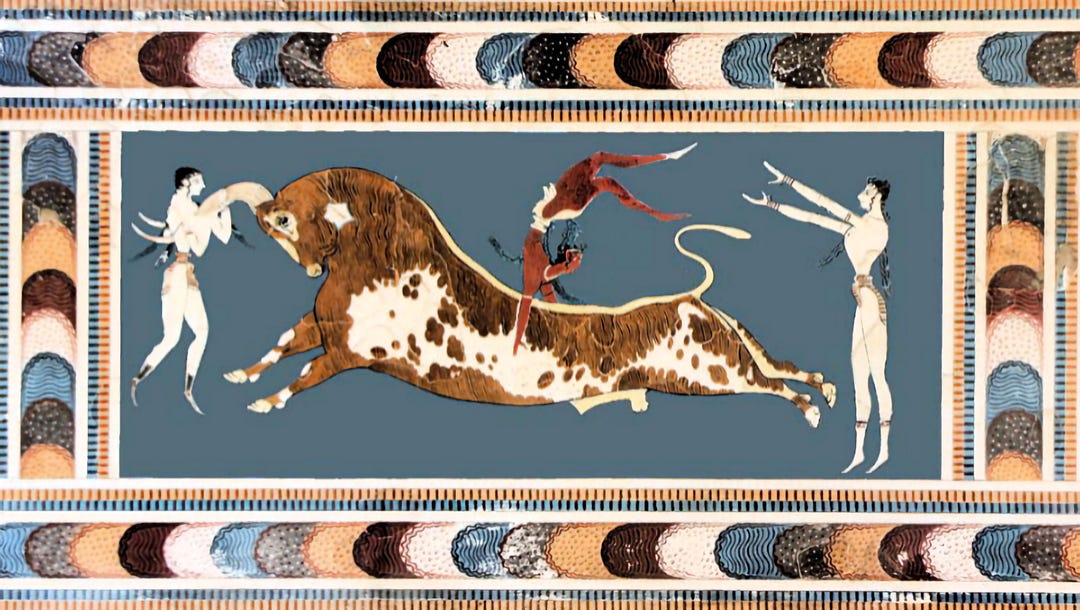 Bull of Knossos Fresco Reproduction, Ancient World Art Print - Etsy