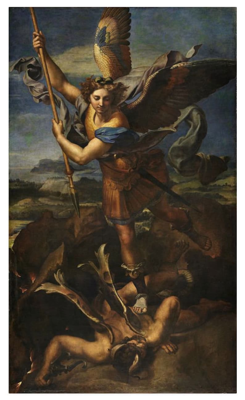 Archangel Michael Defeats Satan by Raphael Created in 1518, a Depiction ...