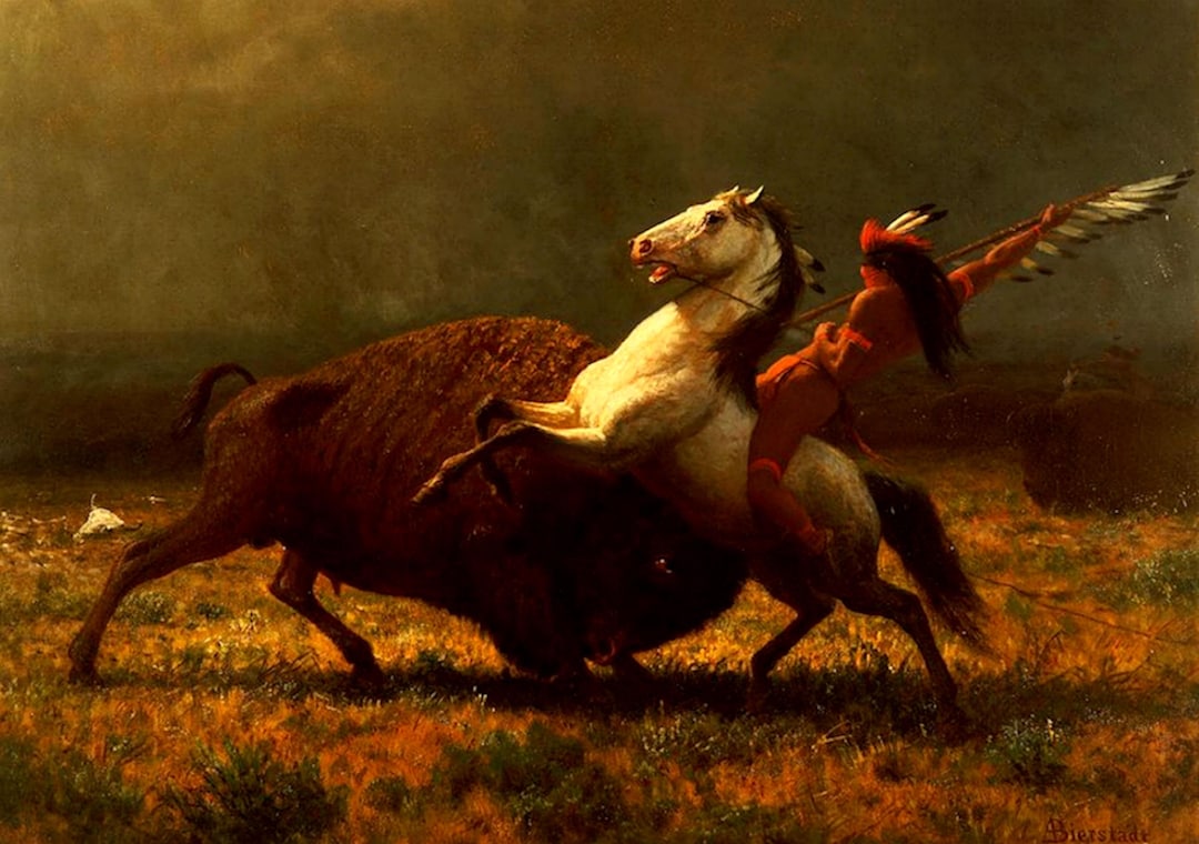 Albert Bierstadt Buffalo Hunt, Native American Art Print, Corcoran ...