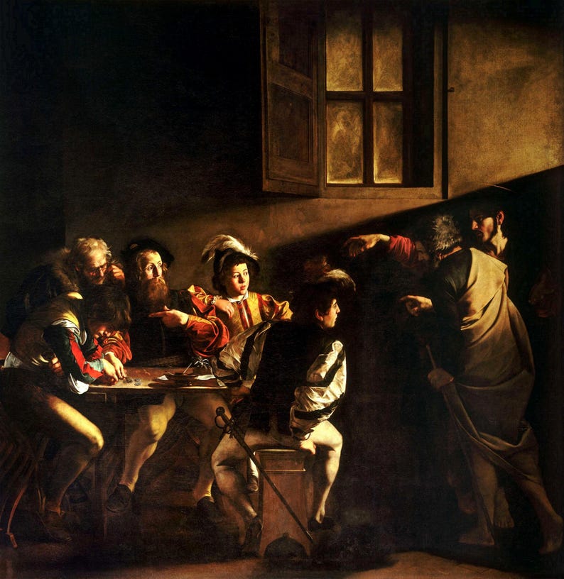 Caravaggio's Calling of St. Matthew, Renaissance Masterpiece Print - Etsy