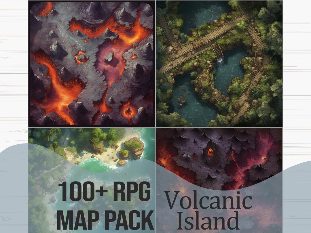 RPG Battlemap Pack - Volcano Island | 100+ Maps for D&D, Pathfinder ...