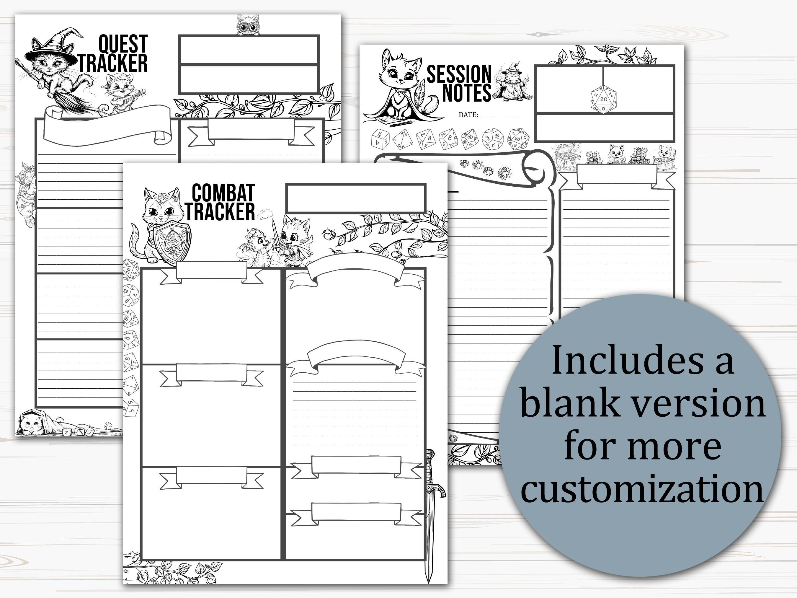 Printable RPG Journal + Quest Tracker | Cats Coloring Pages | Dungeons ...