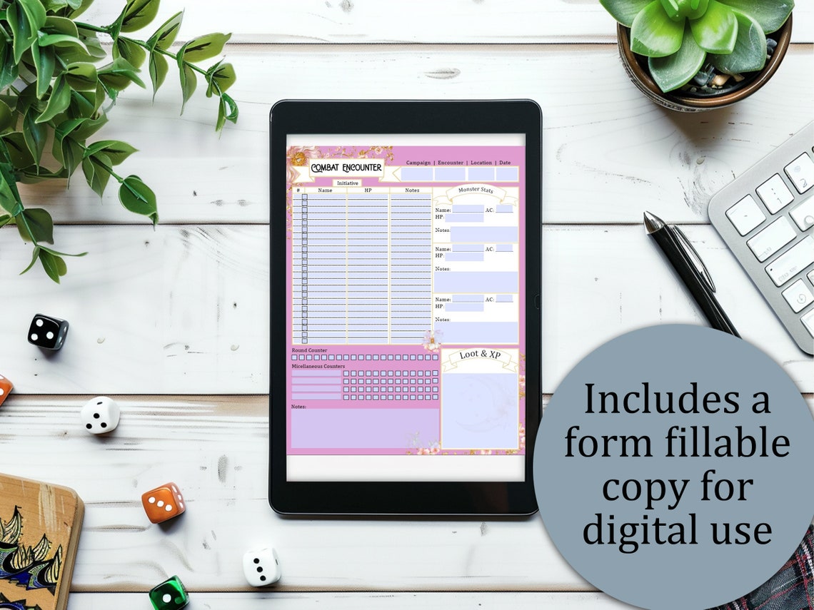 Printable Combat Tracker for Dms | PDF With Fillable Fields | Dungeons ...
