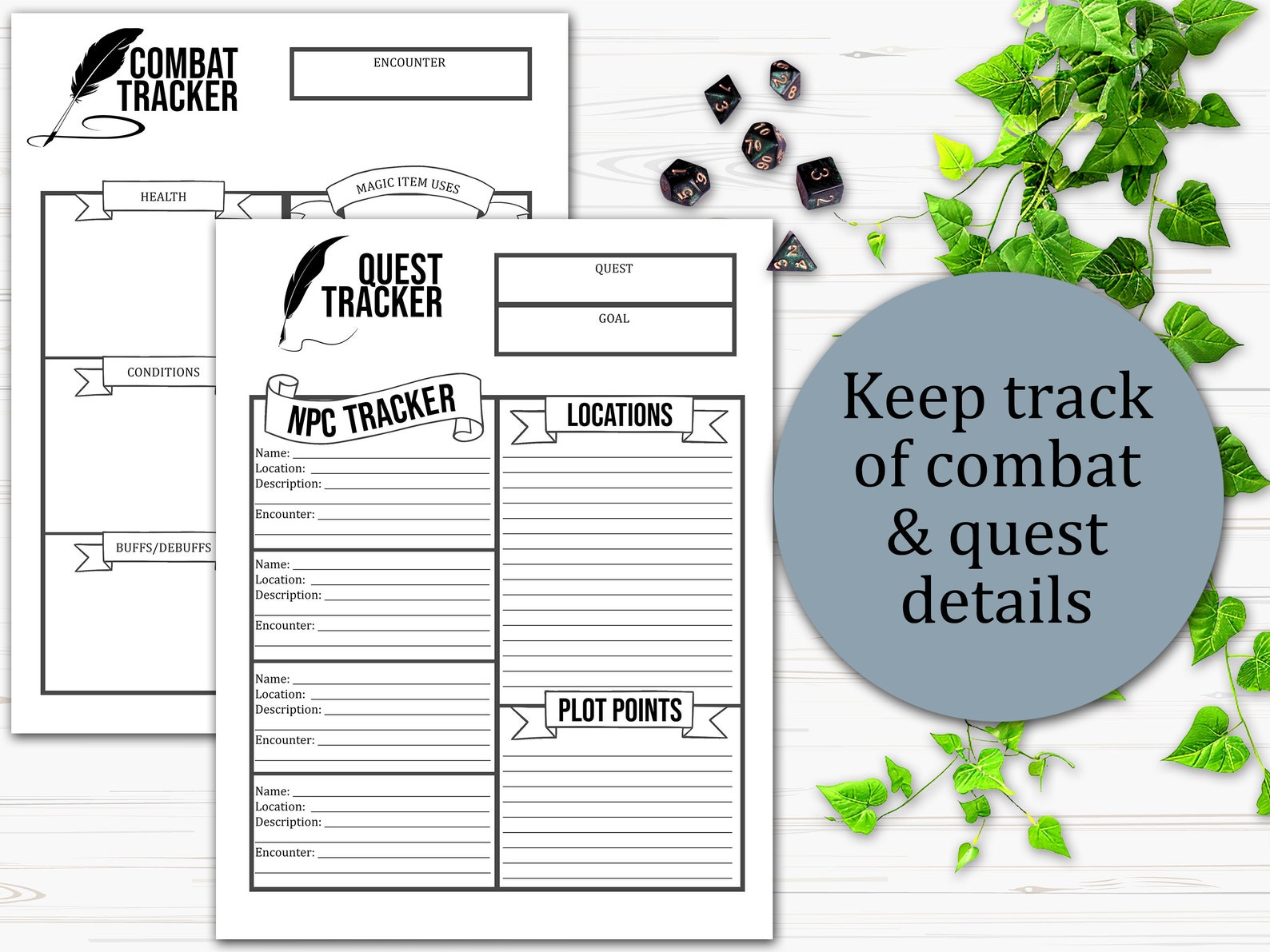Printable RPG Journal + Quest Tracker | PDF With Fillable Fields ...