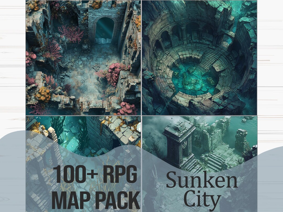 RPG Battlemap Pack - Sunken City | 100+ Maps for D&D, Pathfinder, and ...