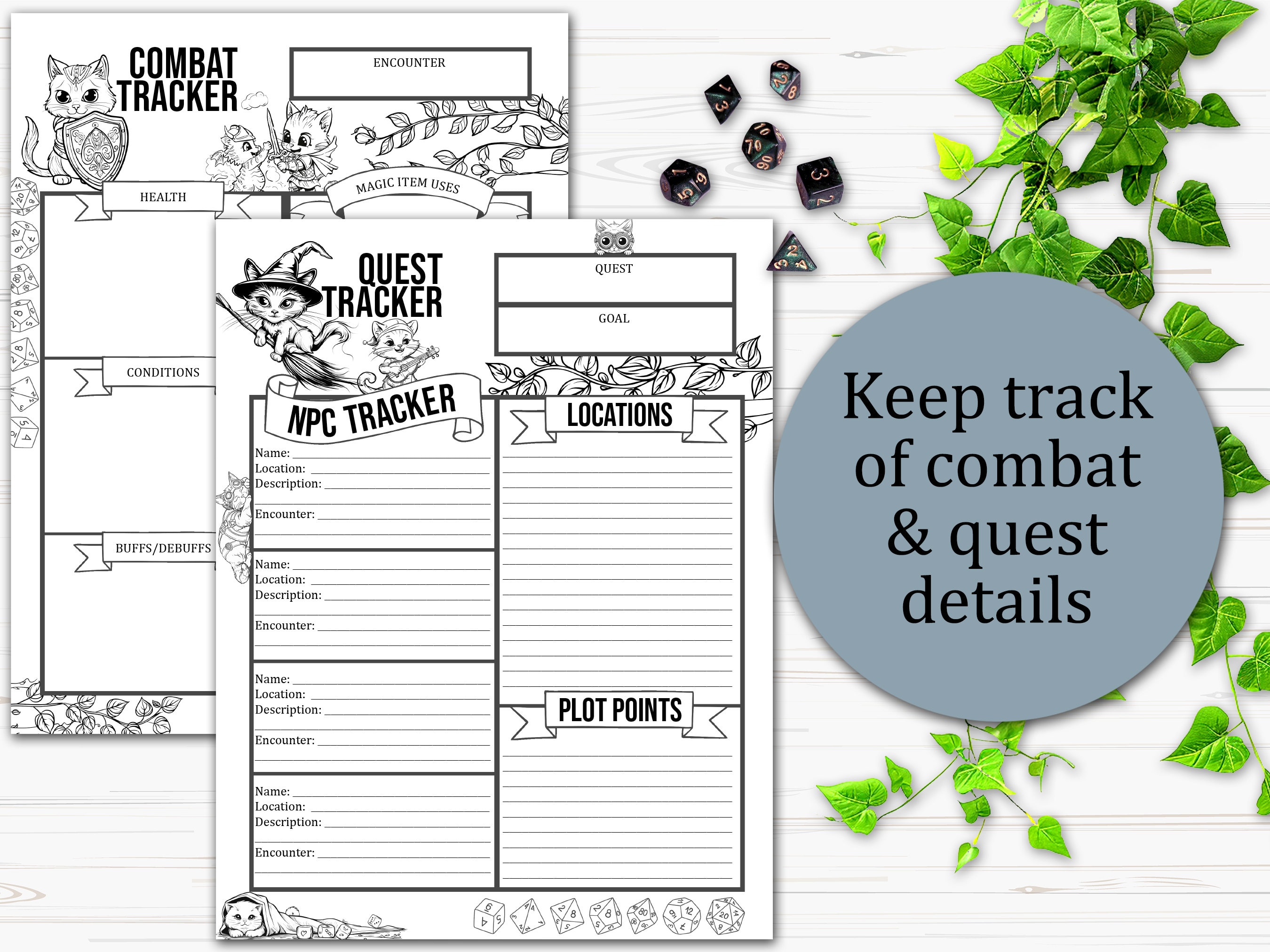 Printable RPG Journal + Quest Tracker | Cats Coloring Pages | Dungeons ...