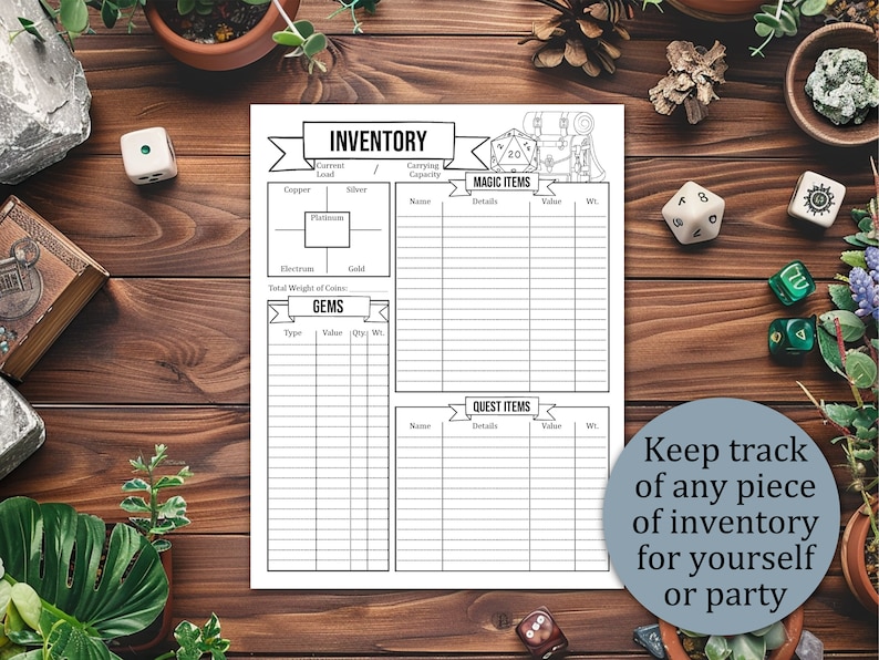 Printable Inventory Tracker for Ttrpgs | PDF With Fillable Fields ...