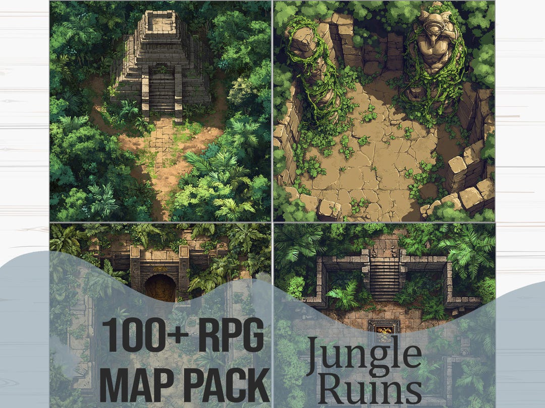 RPG Battlemap Pack - Jungle Ruins | 100+ Maps for D&D, Pathfinder, and ...