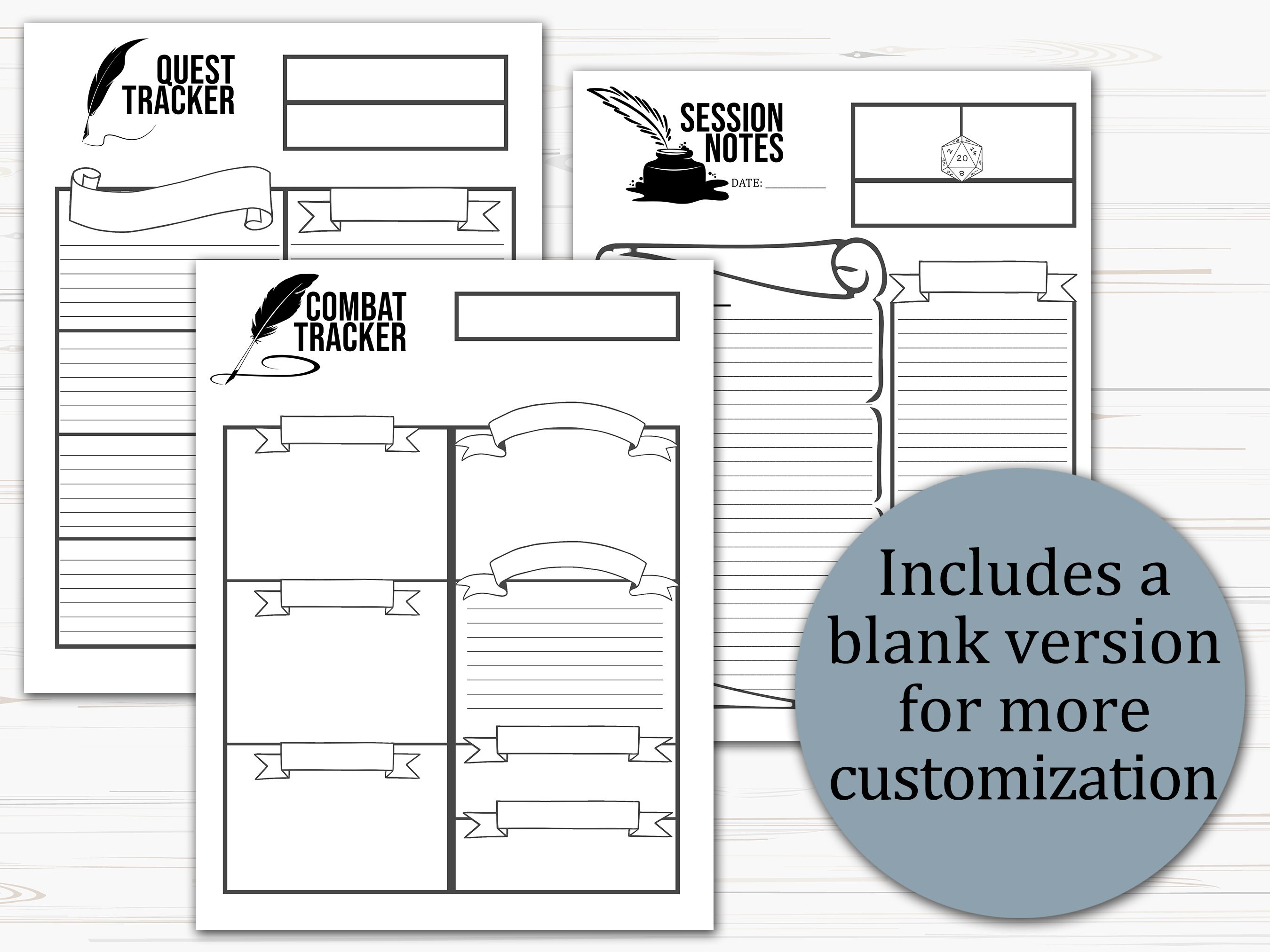 Printable RPG Journal + Quest Tracker | PDF With Fillable Fields ...