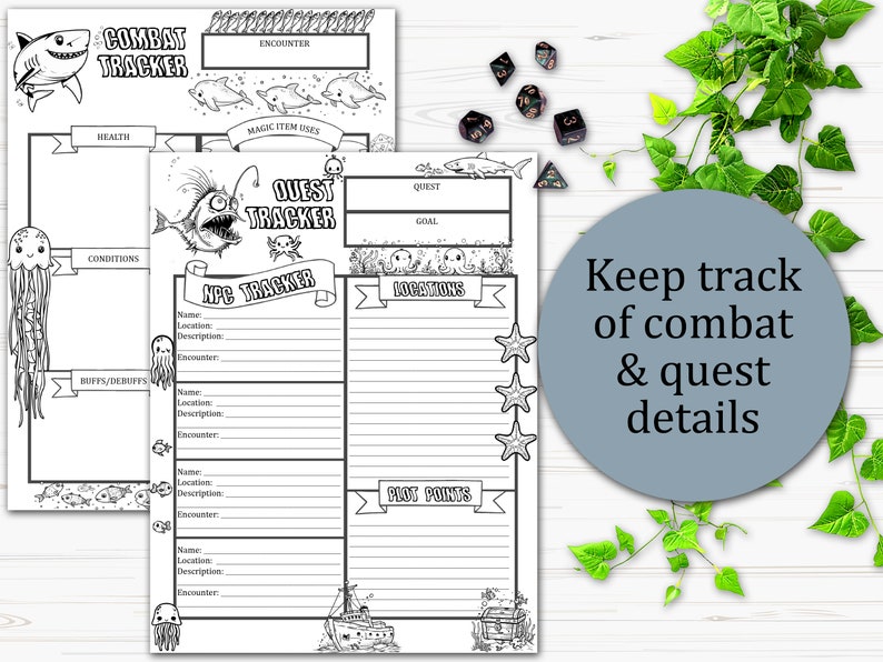 Printable RPG Journal + Quest Tracker | Underwater Kingdom Coloring ...
