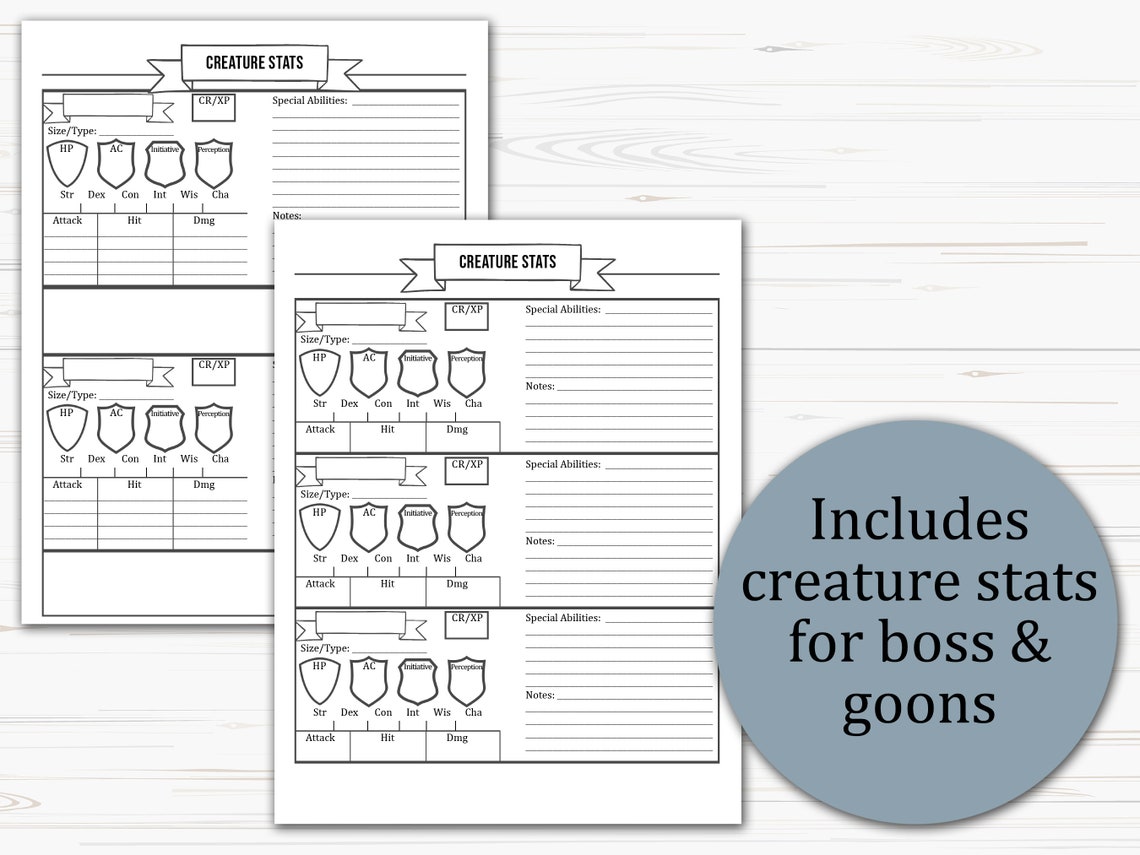 Printable Combat Tracker for Dms | PDF With Fillable Fields | Dungeons ...