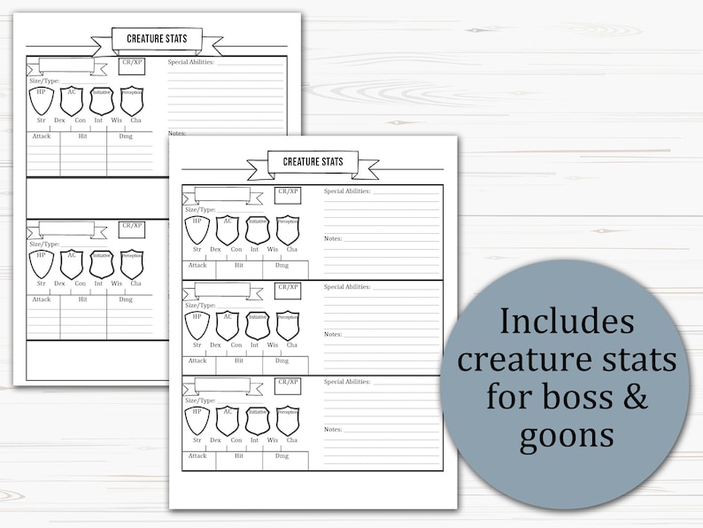 Printable Combat Tracker for Dms | PDF With Fillable Fields | Dungeons ...