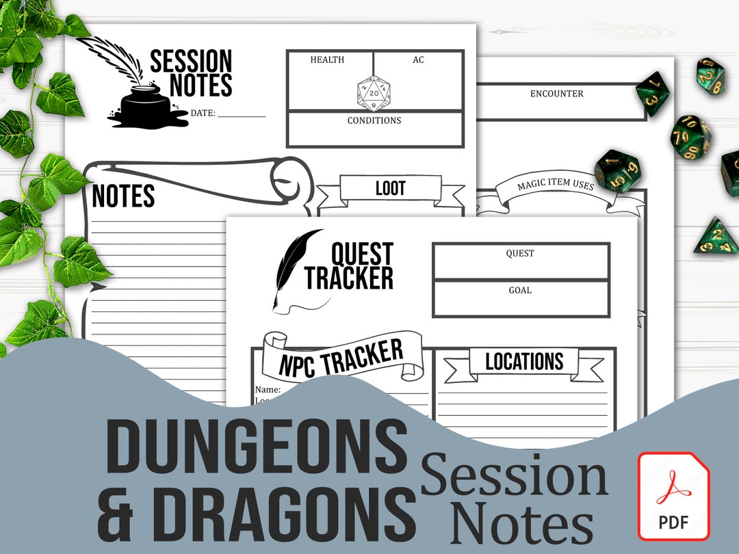 Printable RPG Journal + Quest Tracker | PDF With Fillable Fields ...