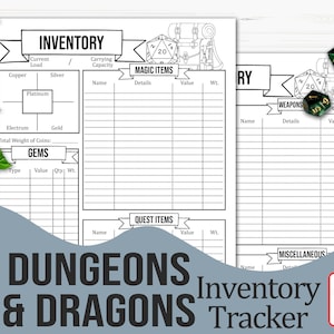 Printable Inventory Tracker for Ttrpgs PDF With Fillable Fields ...