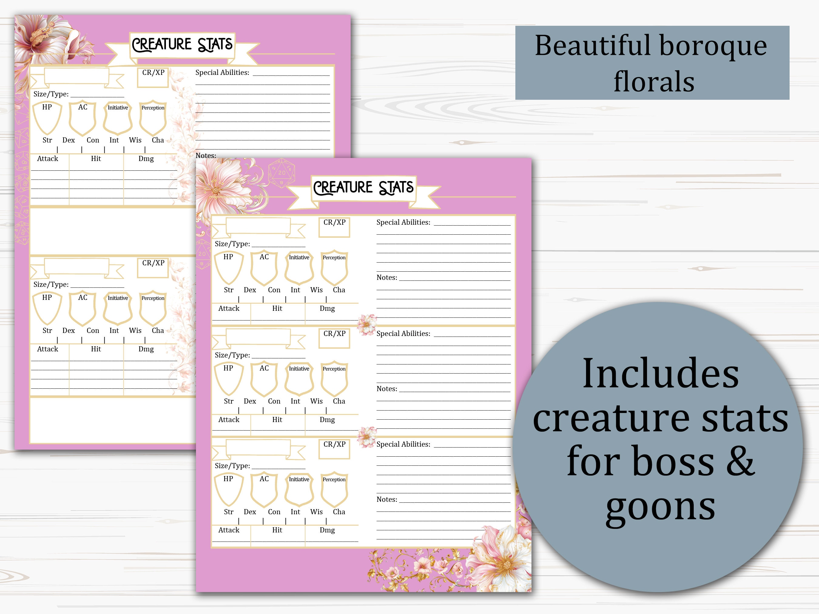 Printable Combat Tracker for Dms | PDF With Fillable Fields | Dungeons ...
