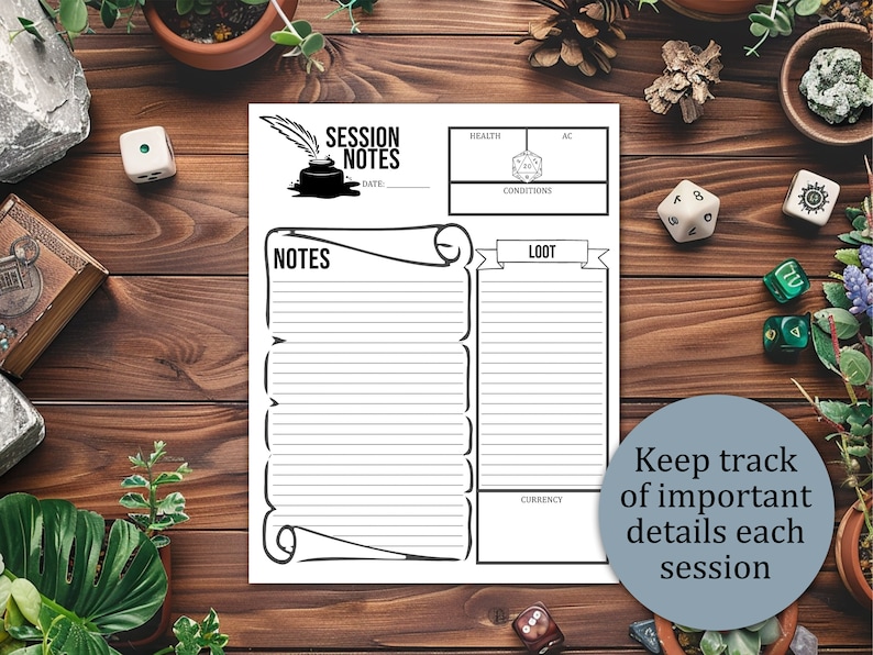 Printable RPG Journal + Quest Tracker | PDF With Fillable Fields ...