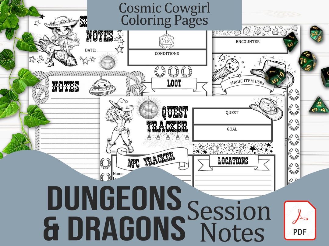 Printable RPG Journal + Quest Tracker | Cosmic Cowgirl Coloring Pages ...