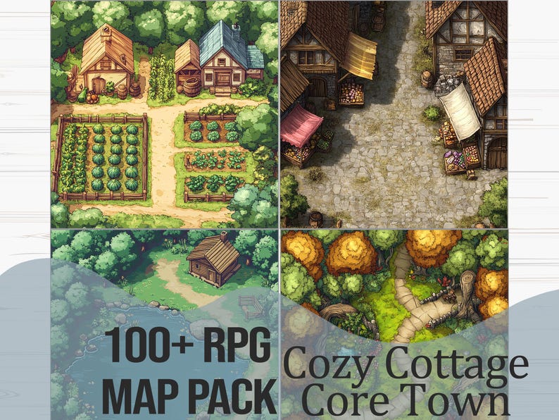 RPG Battlemap Pack - Cozy Cottage Core Town | 100+ Cozy Farming Game ...