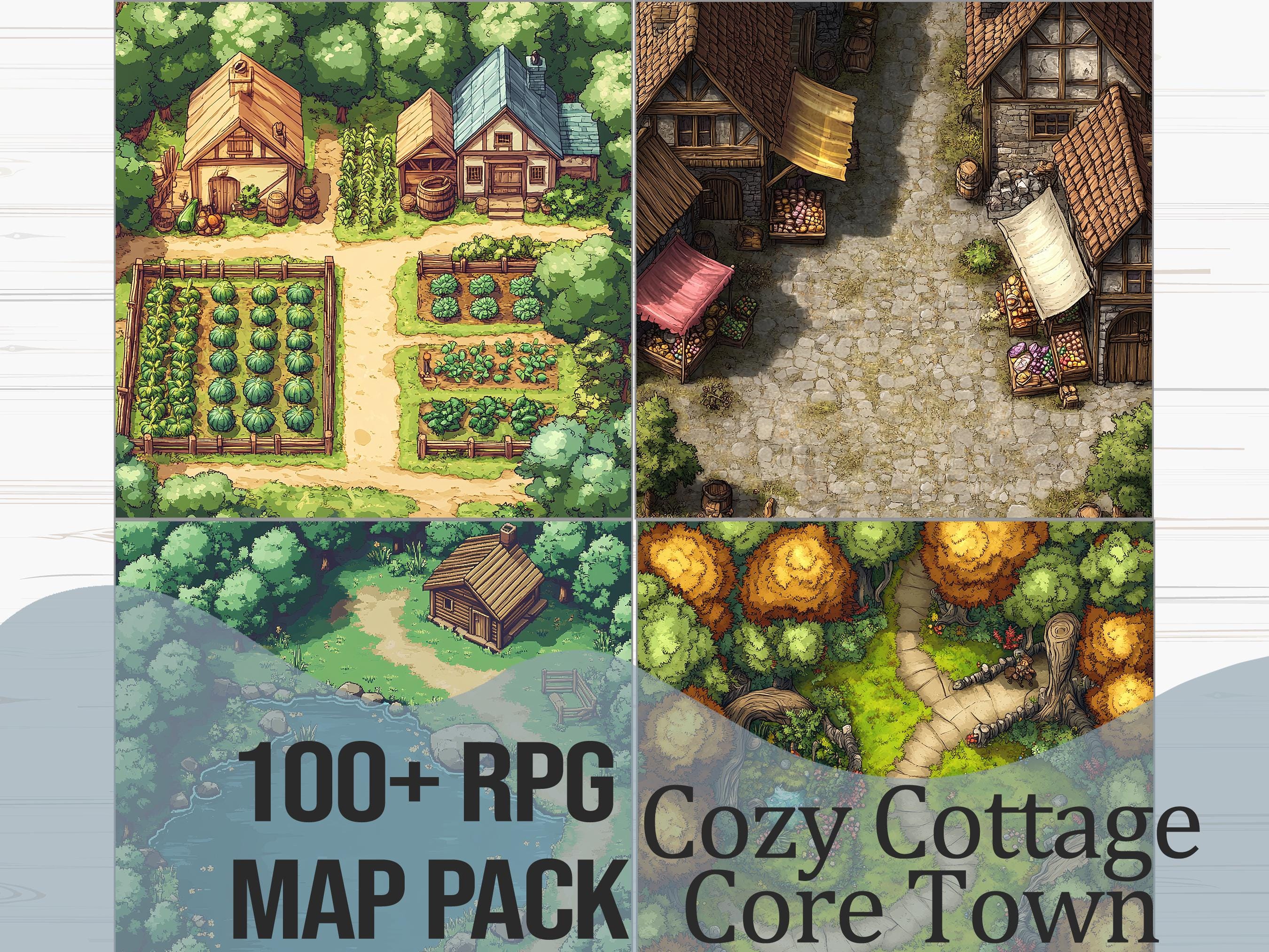 RPG Battlemap Pack - Cozy Cottage Core Town | 100+ Cozy Farming Game ...