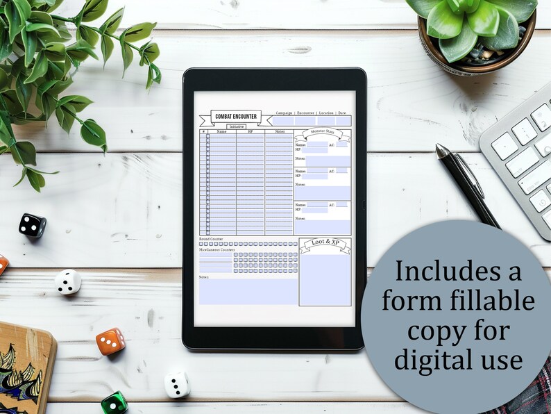 Printable Combat Tracker for Dms | PDF With Fillable Fields | Dungeons ...