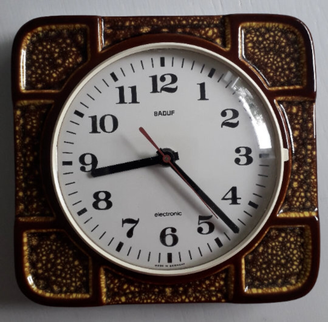 Brown Ceramic Wall Clock BADUF. German Vintage 1970s. - Etsy